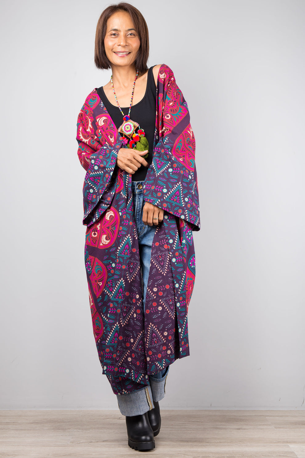 Boho cardigan for women. Cotton open front cardigan by Nuichan