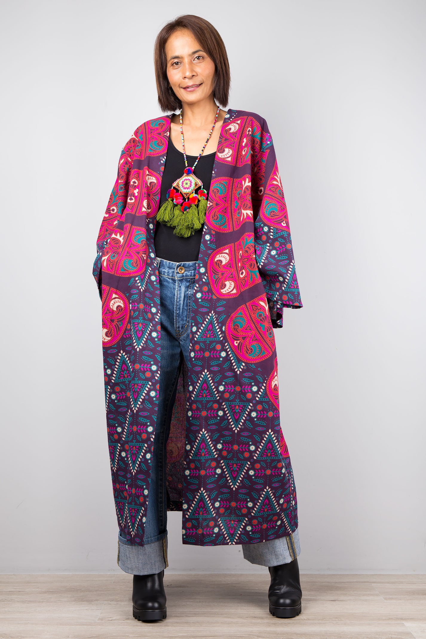 Boho cardigan for women. Cotton open front cardigan by Nuichan