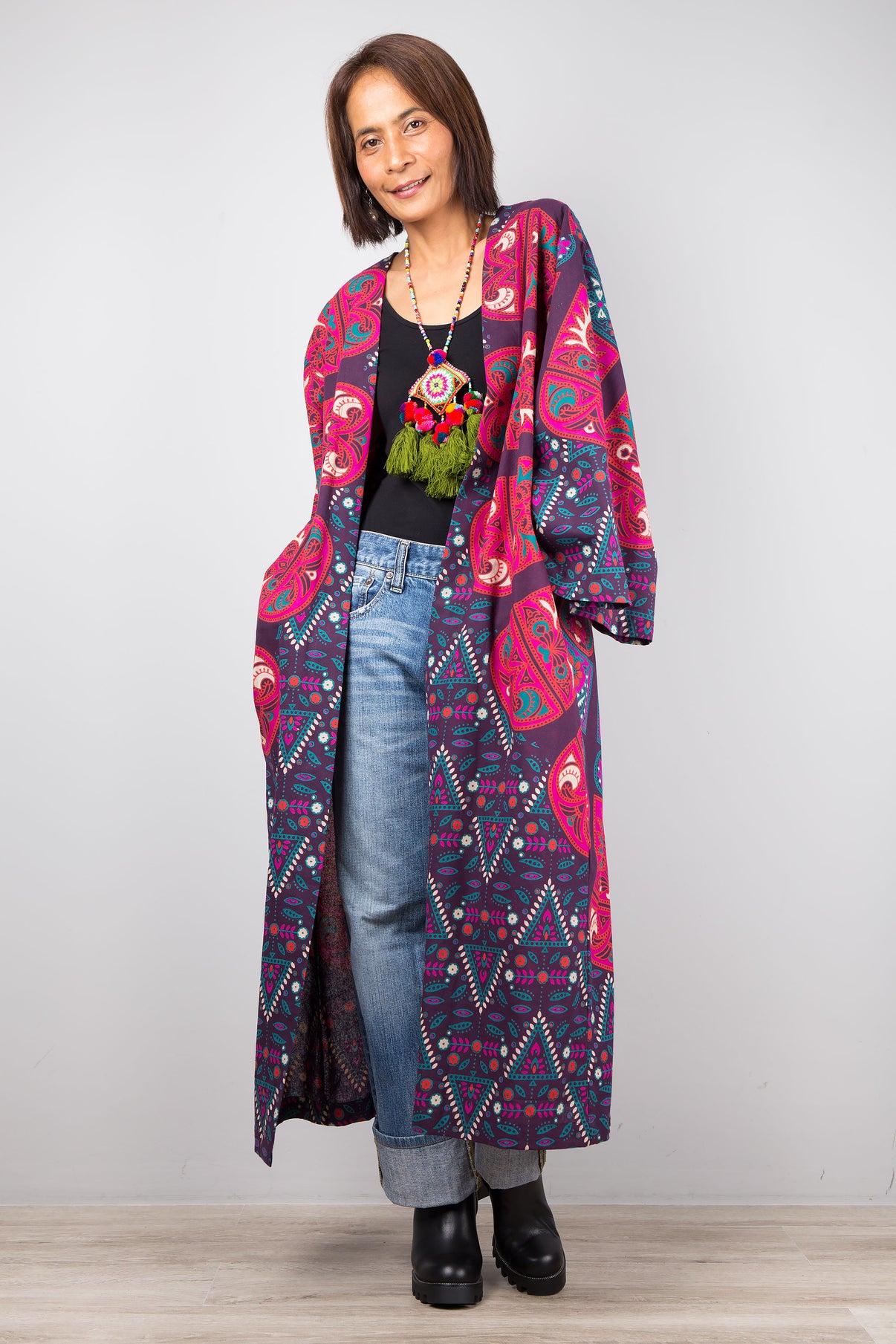 Boho cardigan for women. Cotton open front cardigan by Nuichan