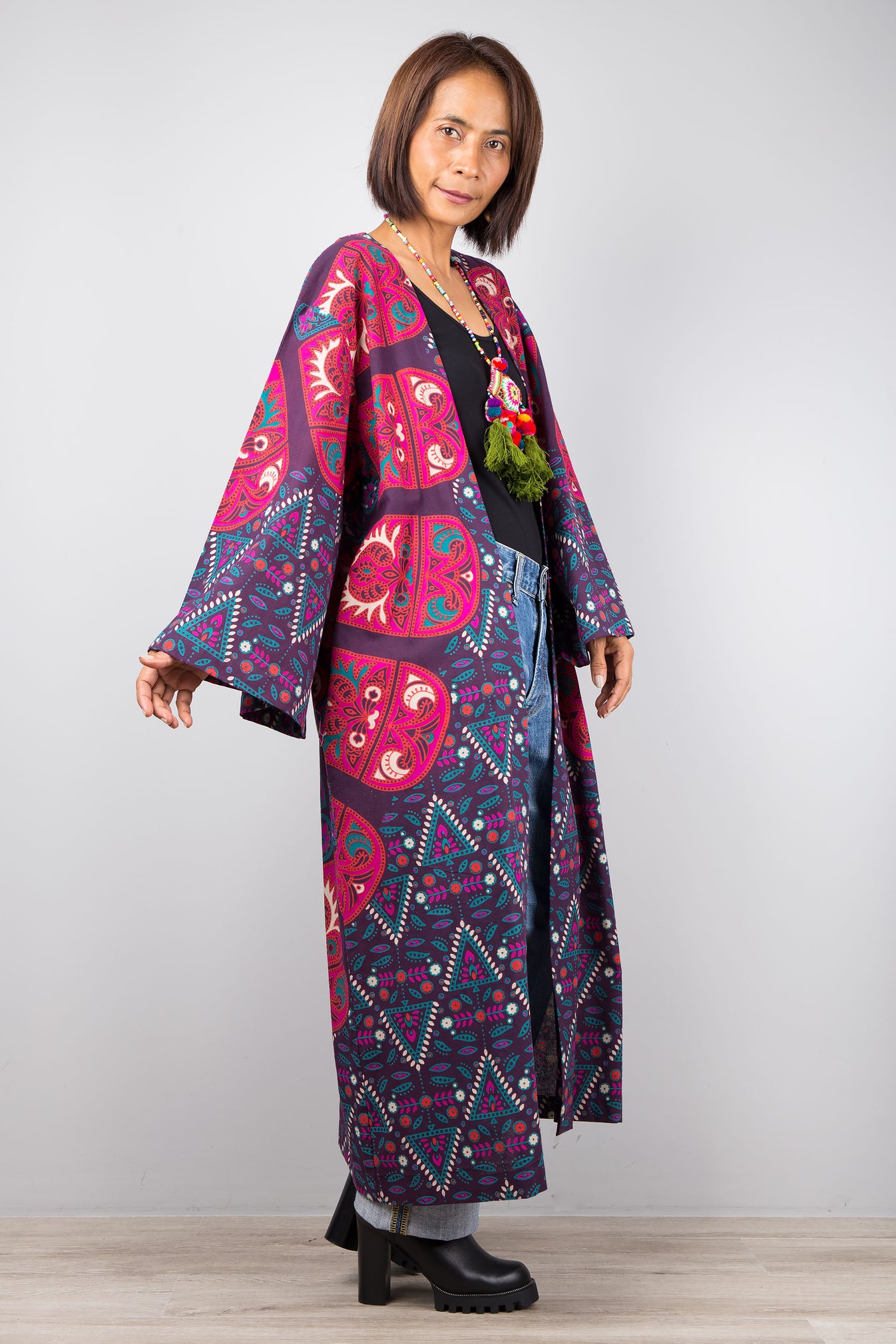 Boho cardigan for women. Cotton open front cardigan by Nuichan