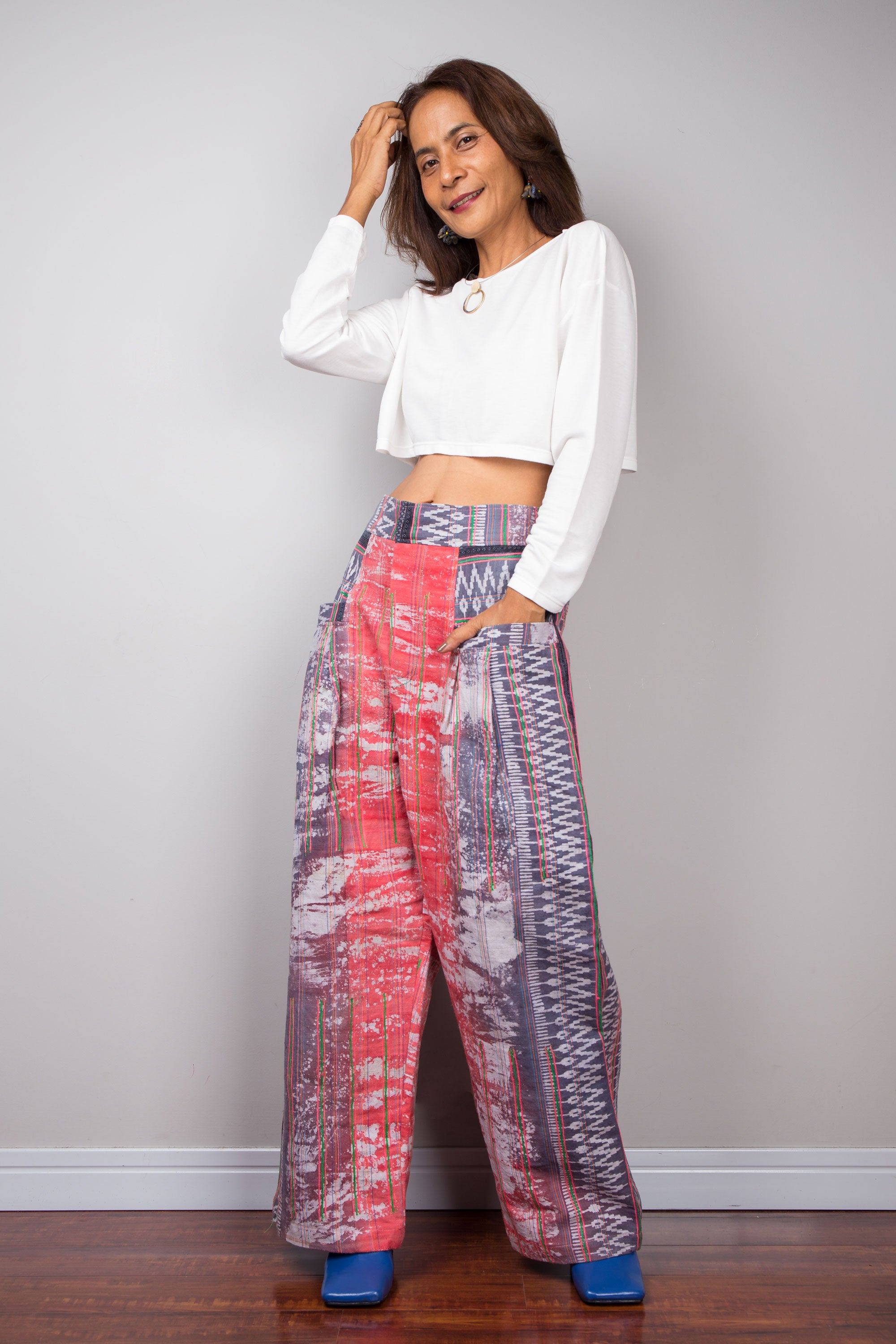 Batik hemp pants | Women's boho tribal pants by Nuichan