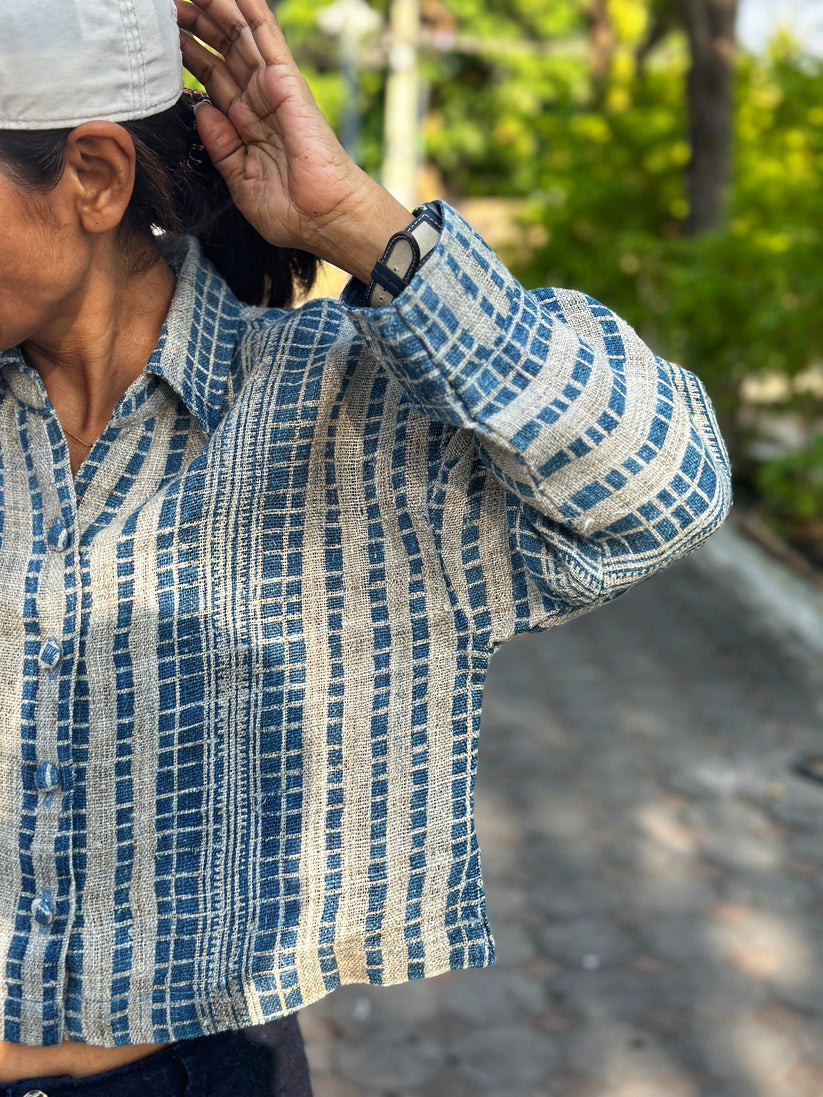 Women's hemp shirt | Handwoven hemp blouse top by Nuichan