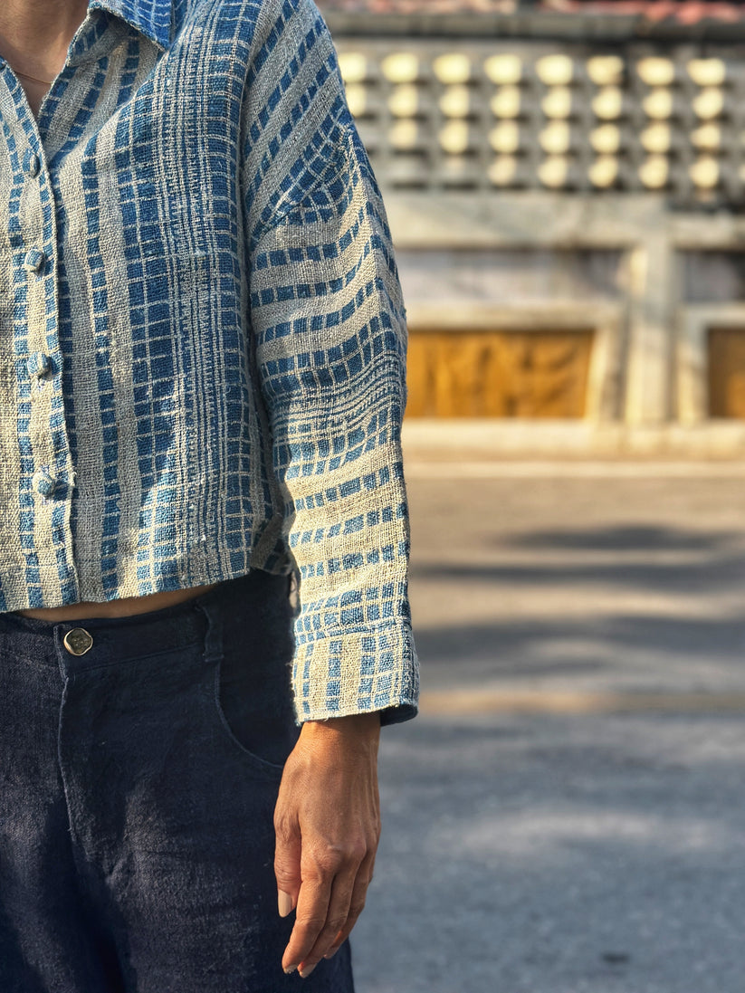 Women's hemp shirt | Handwoven hemp blouse top by Nuichan