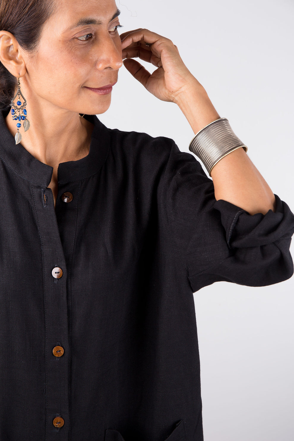 Black linen jumpsuit | Linen overalls by Nuichan