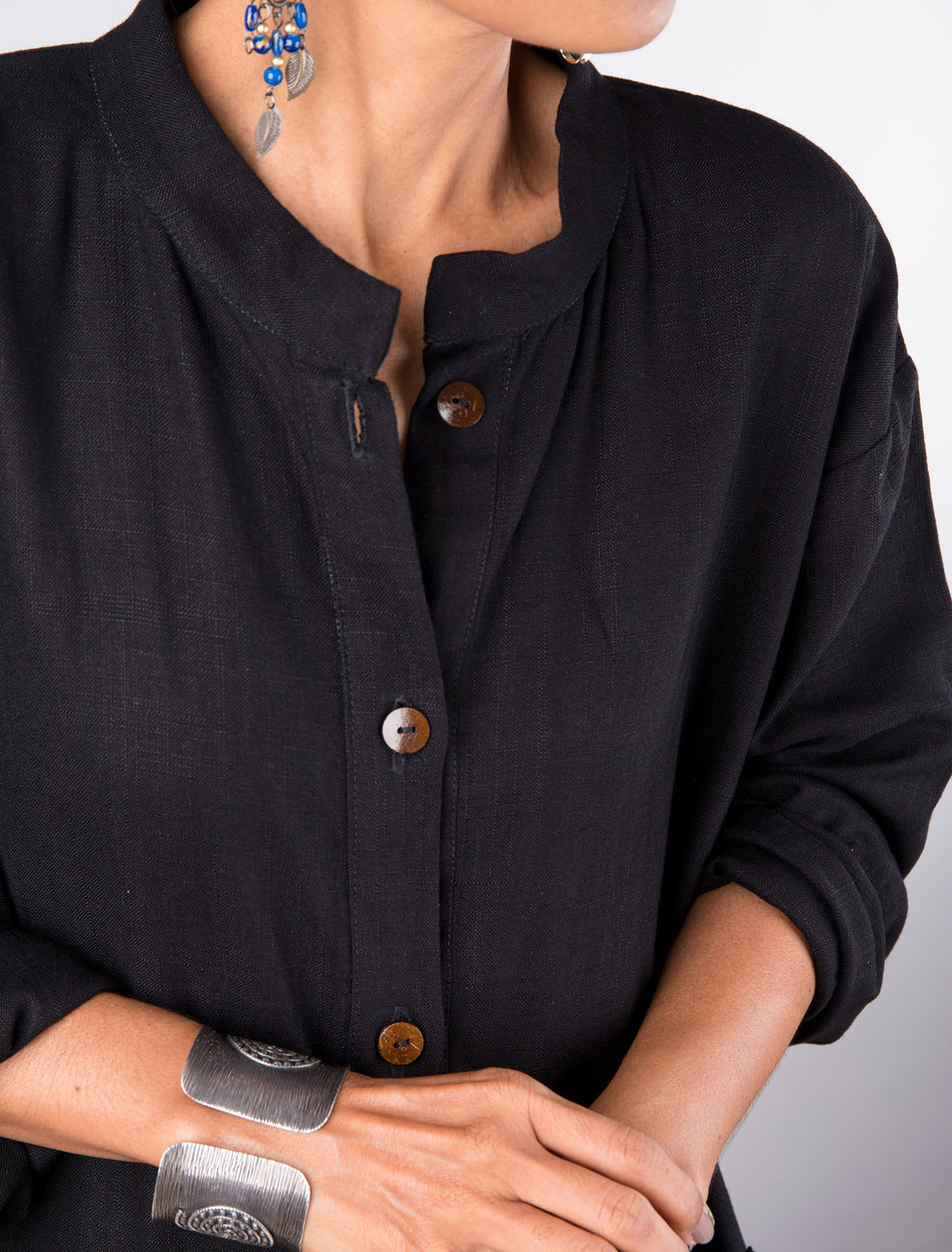 Black linen jumpsuit | Linen overalls by Nuichan