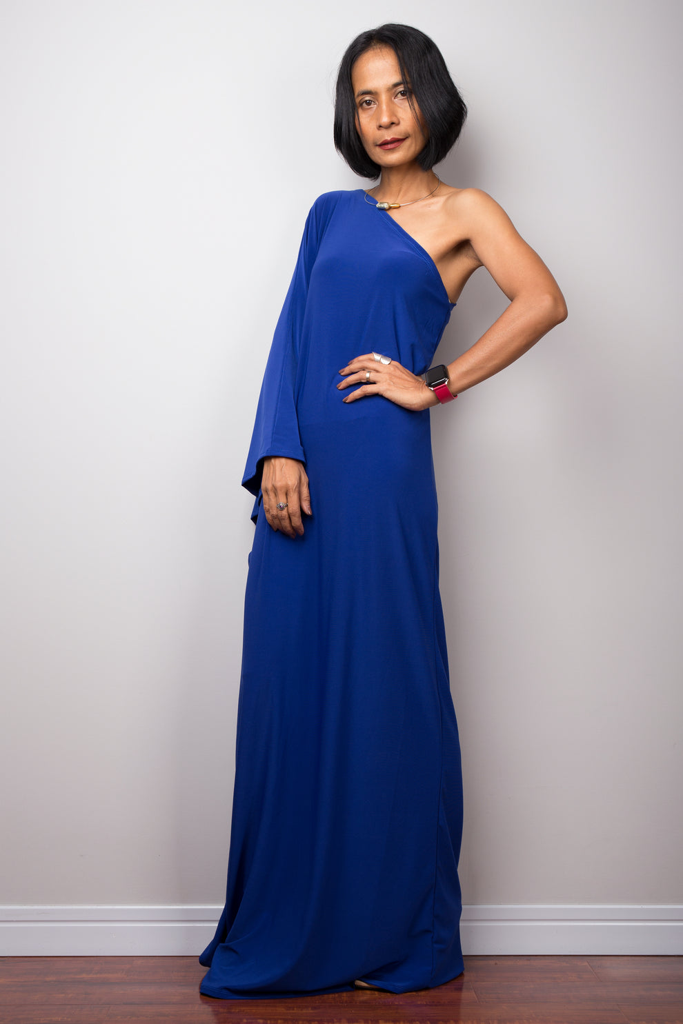 Royal Blue One Shoulder Dress. Cocktail dress by Nuichan
