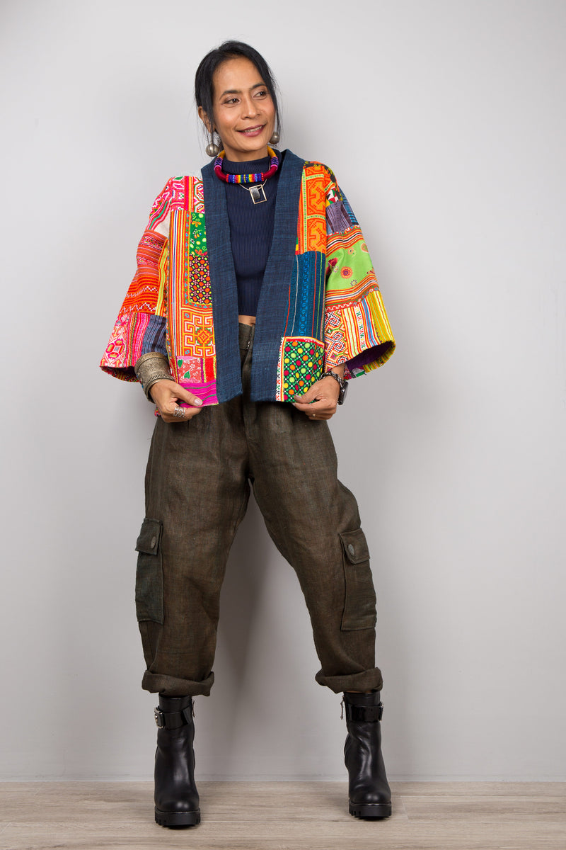 Women's Ethnic Kimono Jacket, Hill tribe Tunic Top – Nuichan