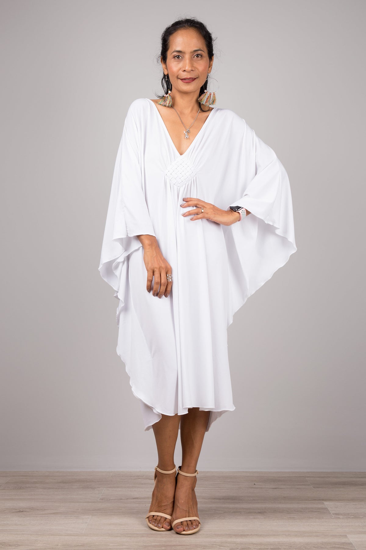 Short white kaftan dress. Buy midi kaftan dresses online | Nuichan